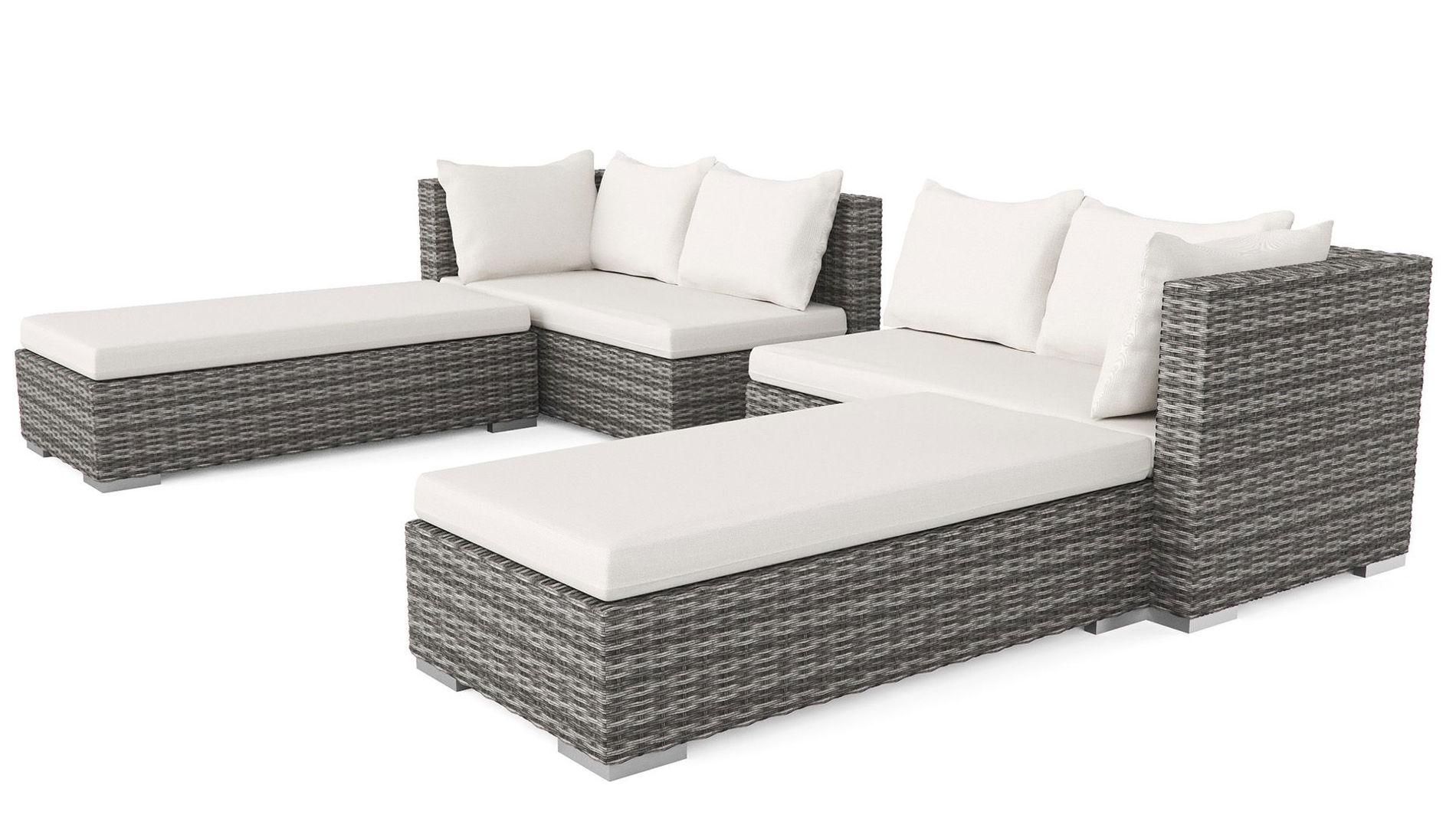 Rattanowa wyspa słoneczna w stylu lounge do ogrodu i na taras ...